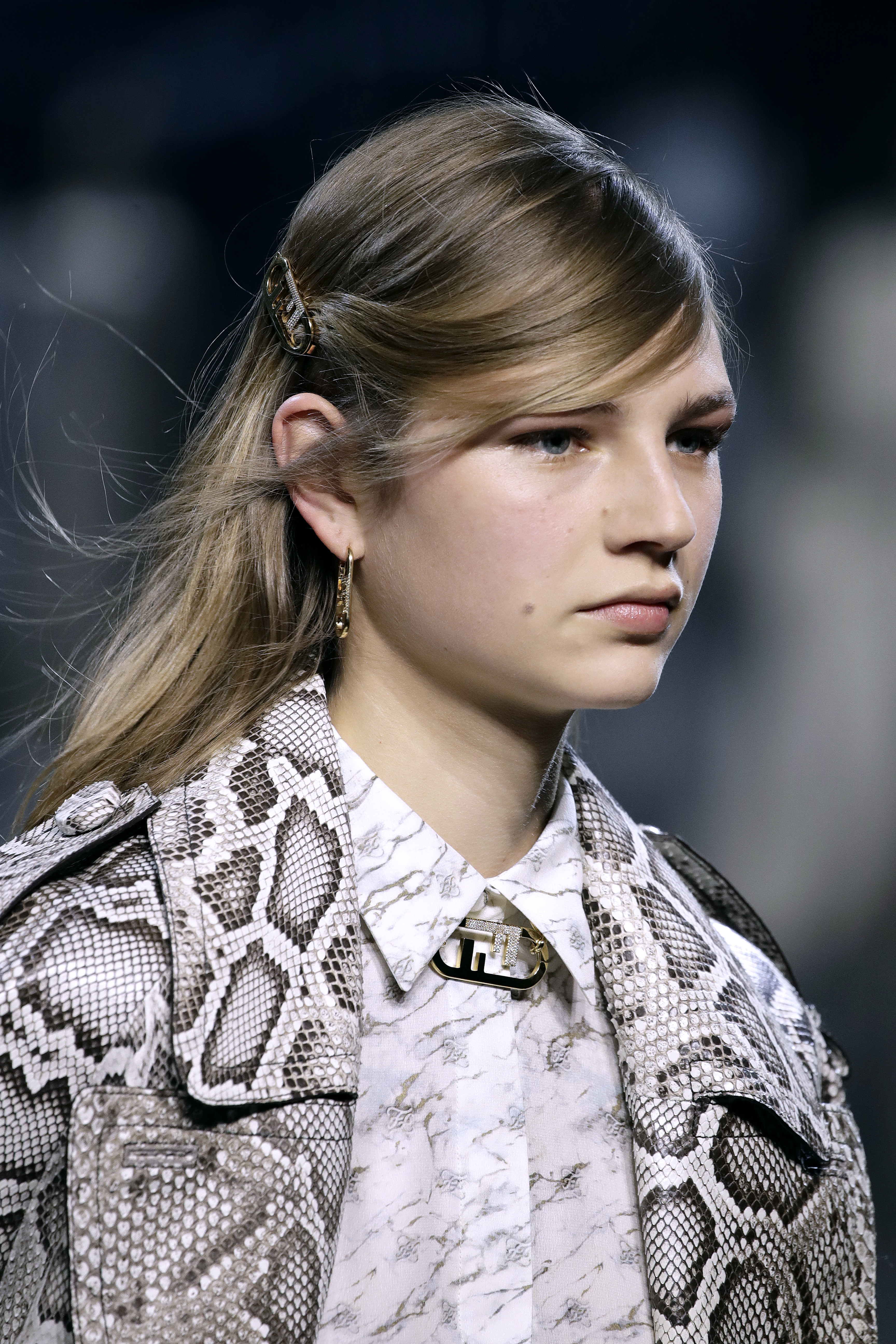 Fendi Fall 2021 Hair Trend: Monogram Hair Pins - Grazia
