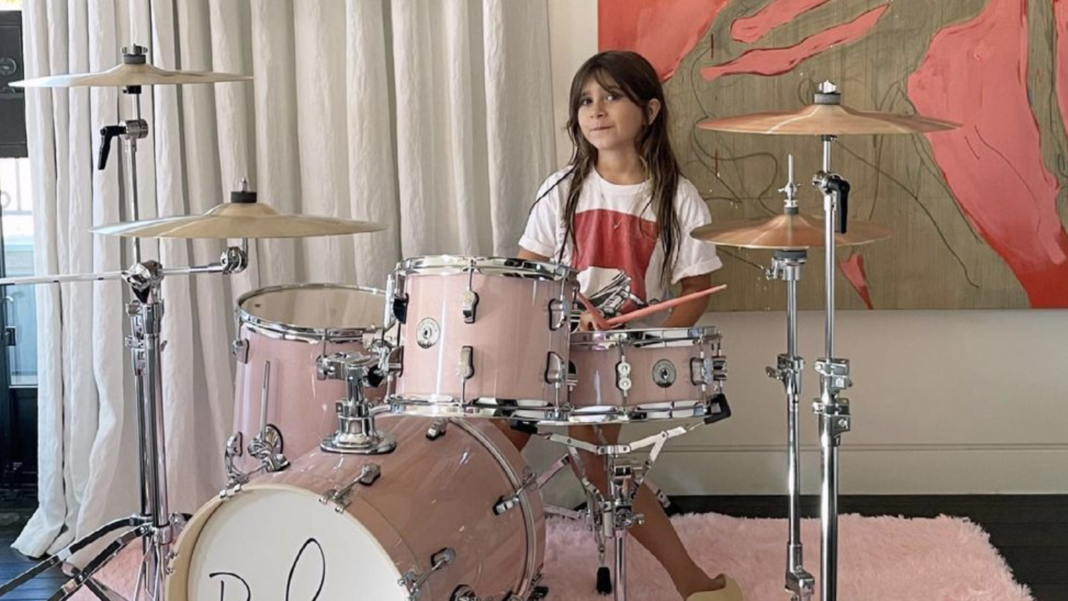 Kourtney Kardashian's daughter Penelope gets birthday drum lesson from ...