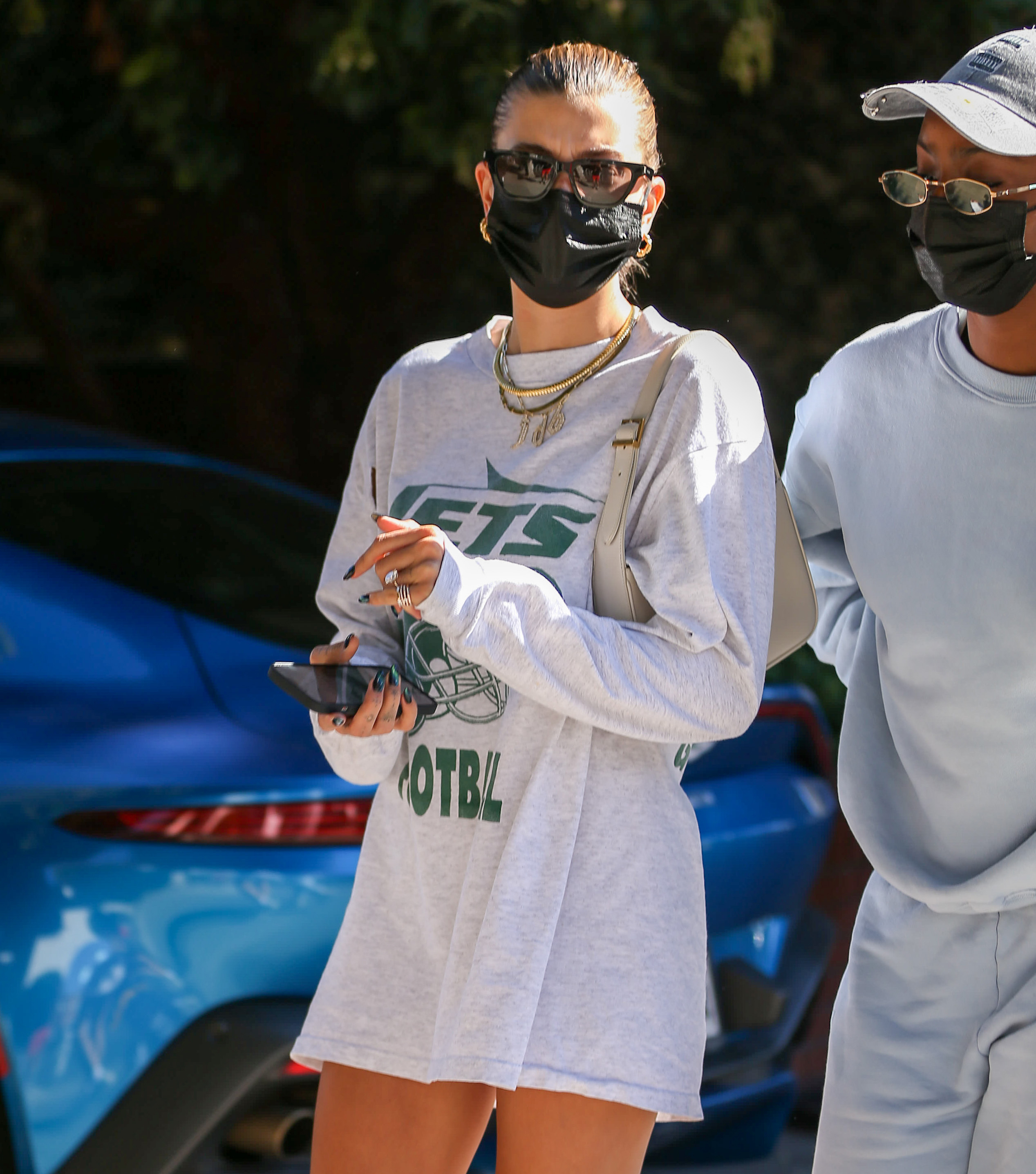 Hailey Bieber Rocks the Oversized Crewneck Look We All Know & Love