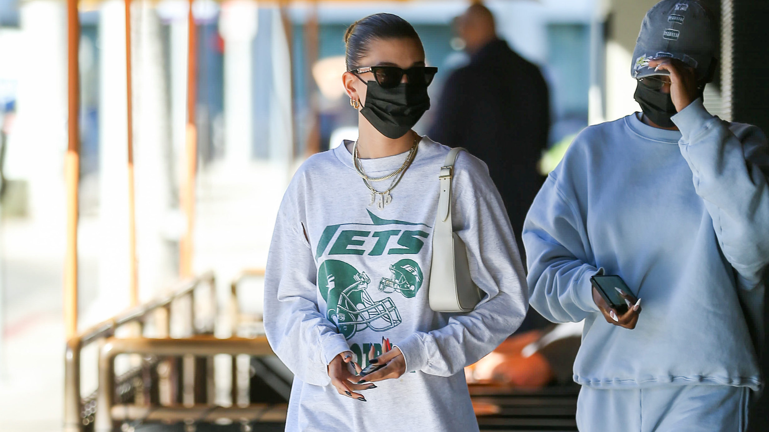 Hailey Bieber Rocks the Oversized Crewneck Look We All Know & Love