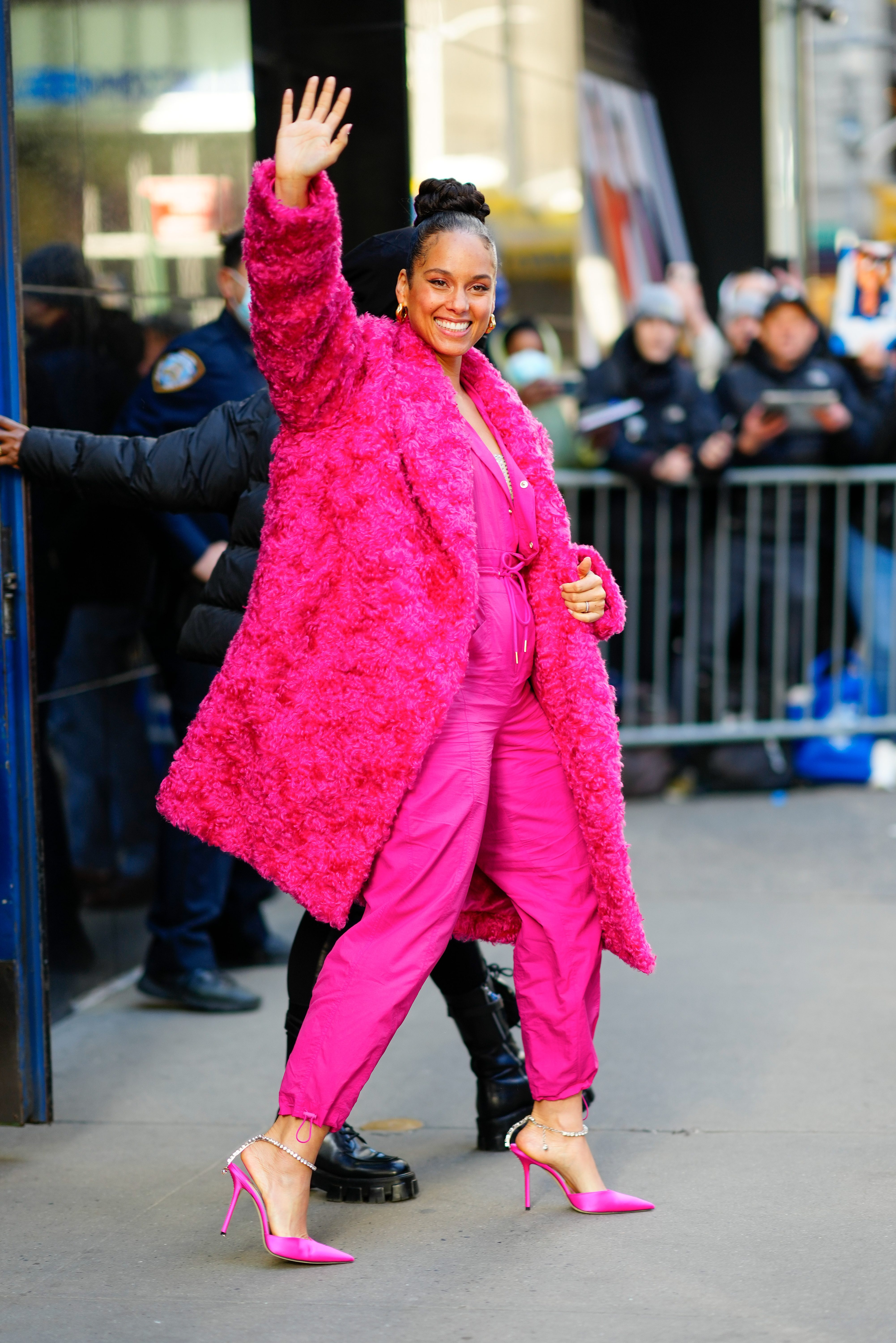 Alicia Keys Steps Out in a Stylish Hot Pink Outfit in New York