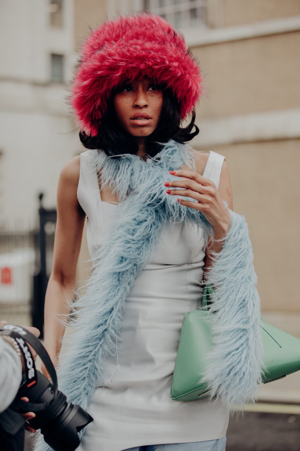 LFW Street Style: Bold Furs, Fierce Prints, & Denim Dreams
