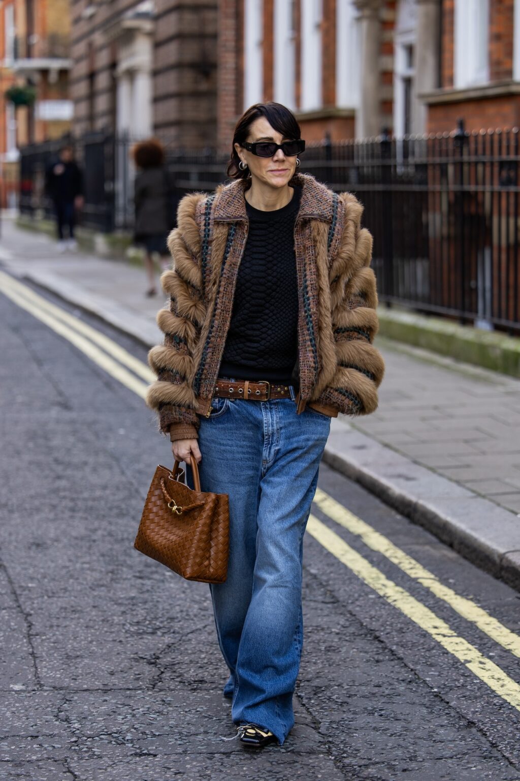 LFW Street Style: Bold Furs, Fierce Prints, & Denim Dreams
