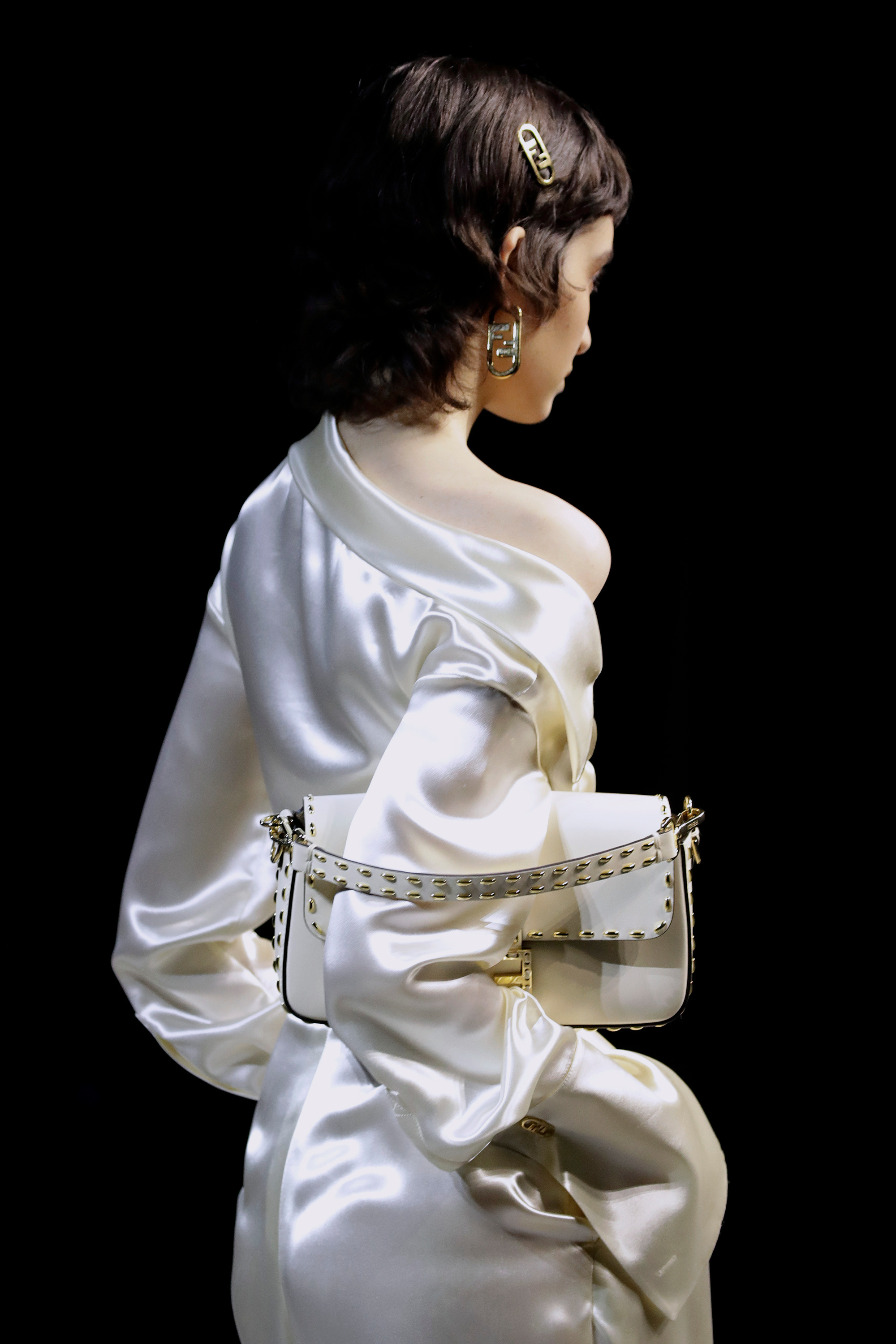 Fendi Fall 2021 Hair Trend: Monogram Hair Pins - Grazia