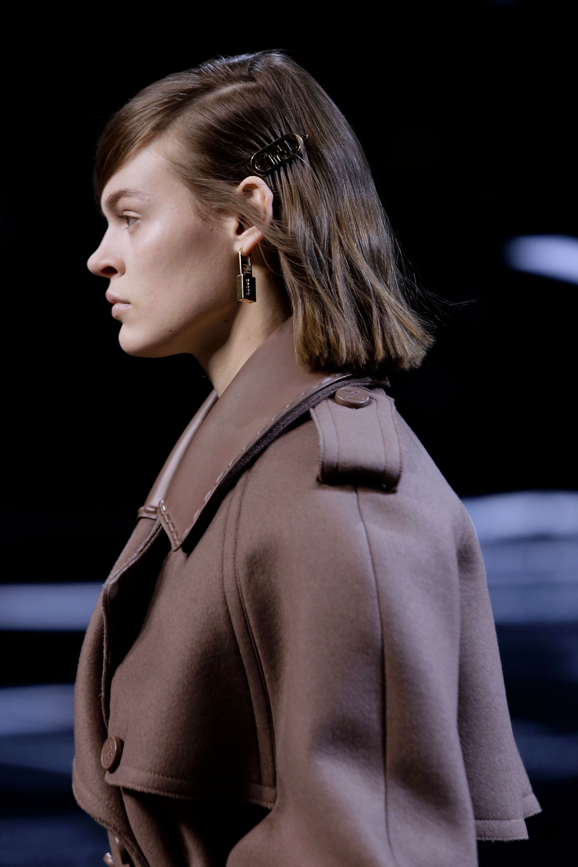 Fendi Fall 2021 Hair Trend: Monogram Hair Pins - Grazia