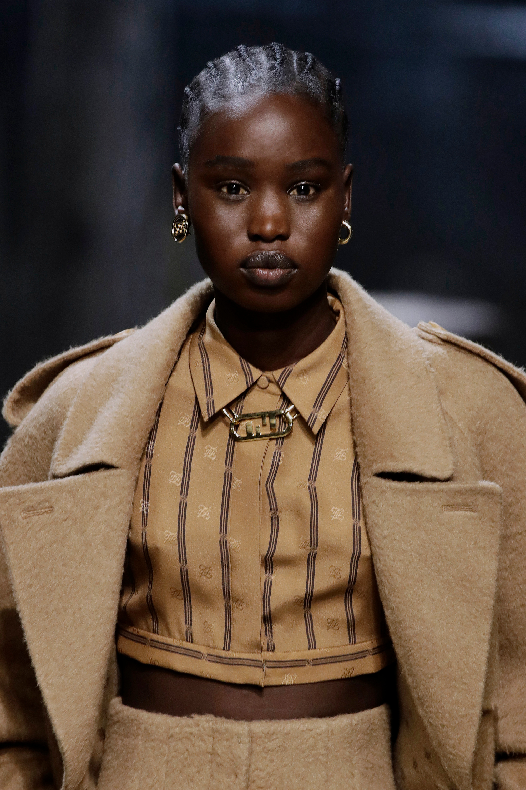 Fendi Fall 2021 Hair Trend: Monogram Hair Pins - Grazia