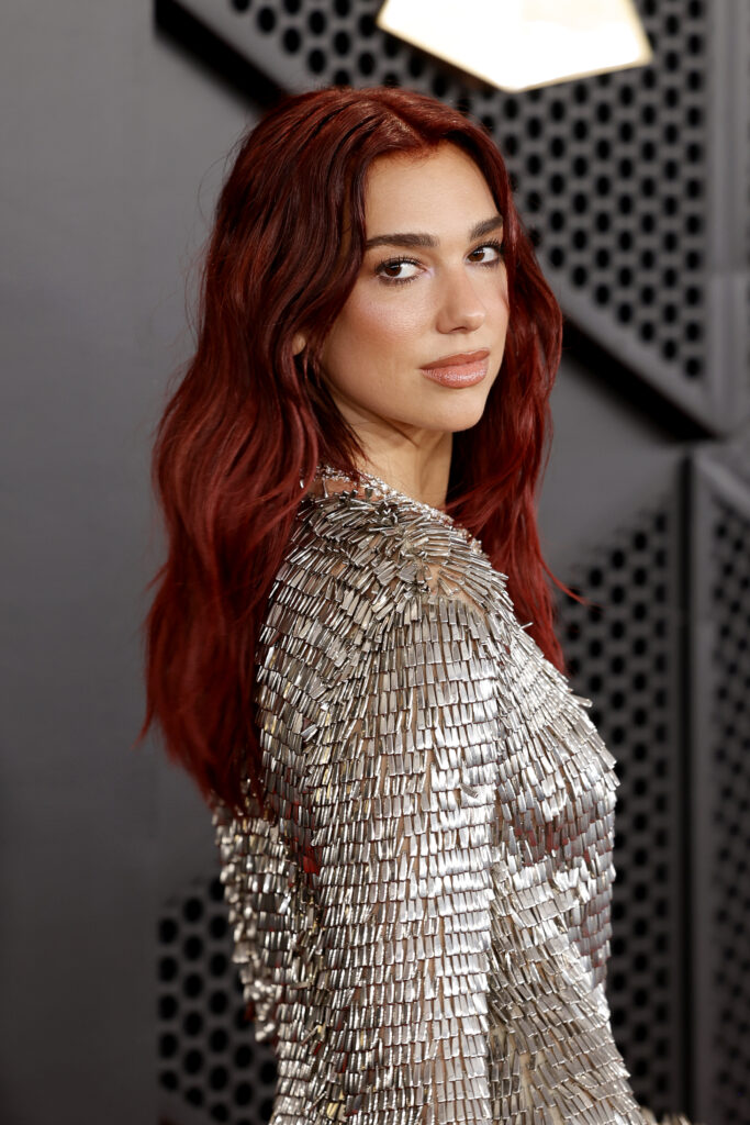 Dua Lipa Arrives At The 2024 Grammys In Shining Armour